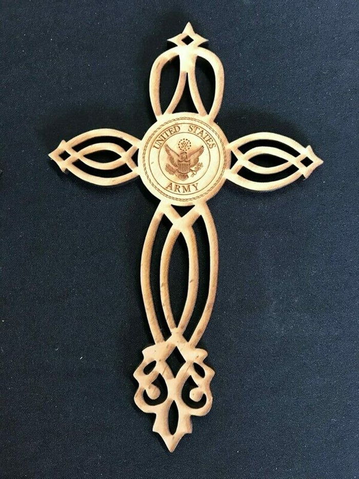 7inch Wood Cross "Army" | Hill Country Amish