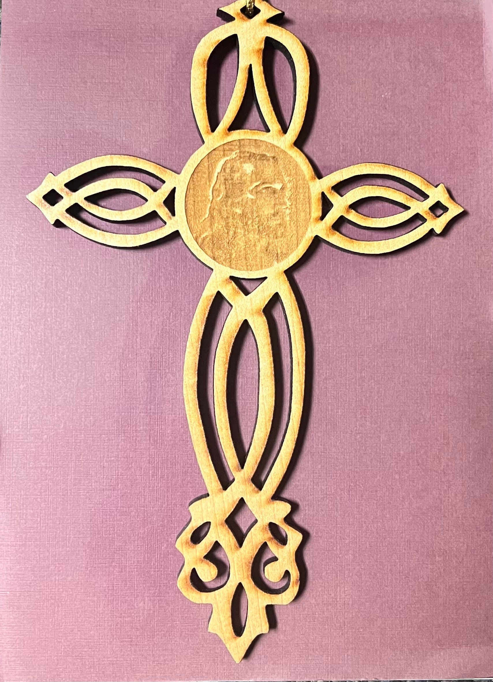 7inch Wood Cross "Jesus Portrait" | Hill Country Amish